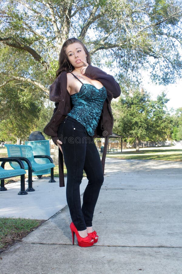 Beautiful Voluptuous Brunette Outdoors 2 Stock Photos - Free & Royalty ...