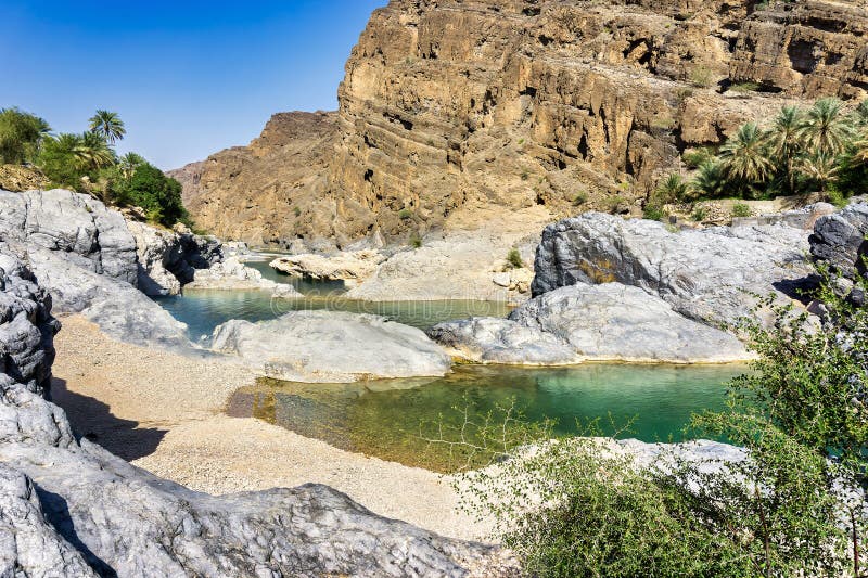 Beautiful Wadi Landscape in Oman Stock Photo - Image of barren, boulder ...
