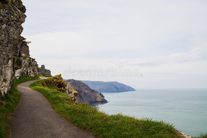 Beautiful Walking Path High in the Mountains Overlooking the Ocean ...