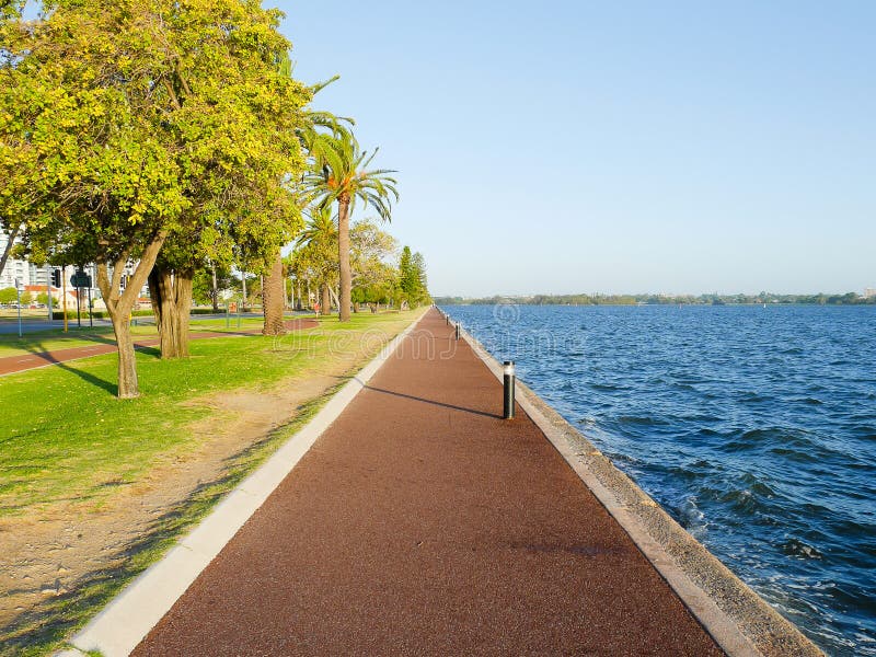 Beautiful Walkway Along Swan River Stock Photo - Image of park ...