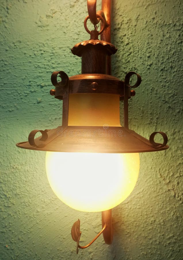 Beautiful Wall Lamp in the Building Stock Photo - Image of light ...