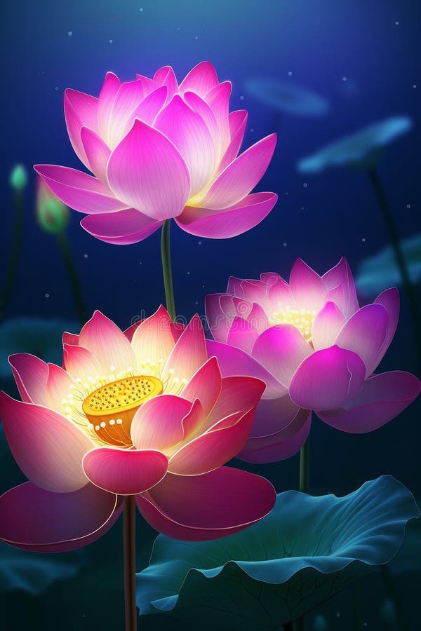 Beautiful Wallpaper with Lotus Flowers Made with Generative AI Stock ...