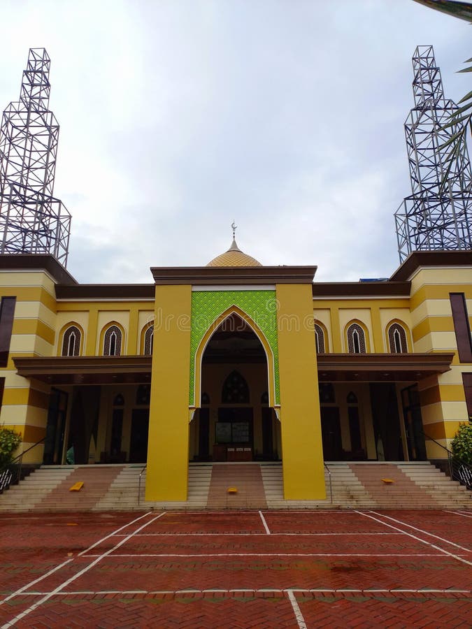 Beautiful Wallpaper: Mosque with Yellow-Orange Colors Stock Photo ...