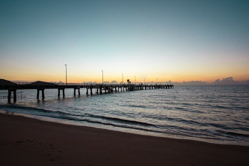 Beautiful Warf at the Beach during Sunrise Stock Image - Image of pier ...