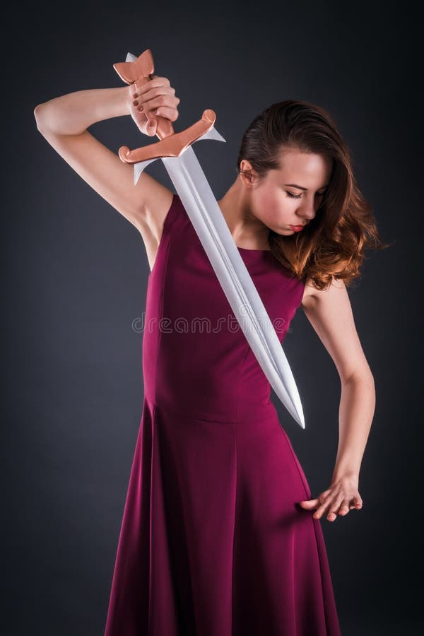 Beautiful Warlike Princess with Sword in Her Hands Stock Photo - Image of fighter, lady: 235866074