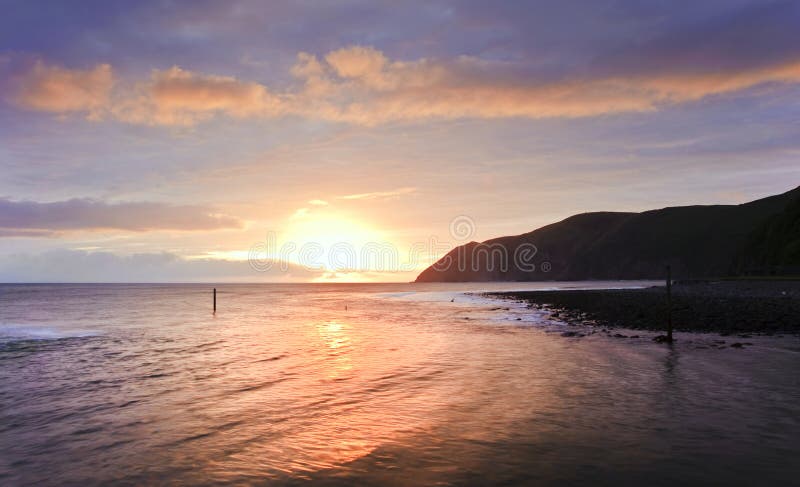 Beautiful Warm Vibrant Sunrise Over Ocean Stock Image - Image of tide ...