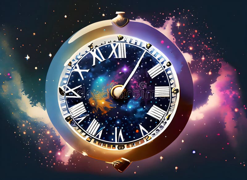 Beautiful a Watch Clock of Galaxy of Star and Digital Art, Generative ...