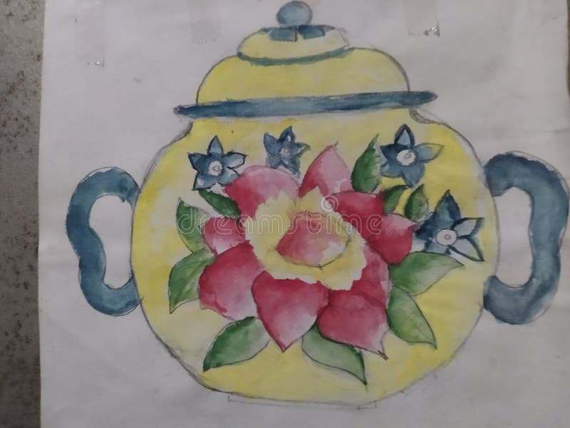 Beautiful Water Colour Design about Pot Stock Photo - Image of glass ...