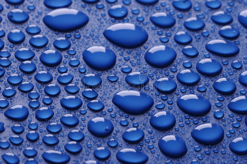 Beautiful Water Drops on Blue Stock Photo - Image of condensation ...