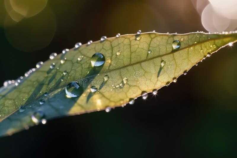 Beautiful Water Drops Sparkle in Sun on Leaf in Sunlight, AI Stock ...
