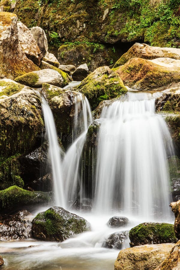 Beautiful Water Falling Down on Stones Stock Photo - Image of summer ...
