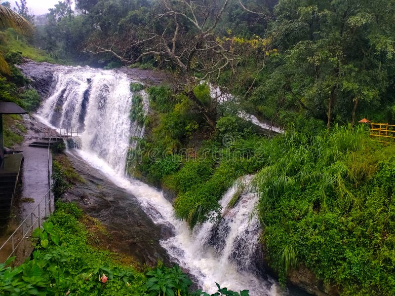 Beautiful Water Falling on Monsoon Rain Fall. Kerala Water Falls Slow ...