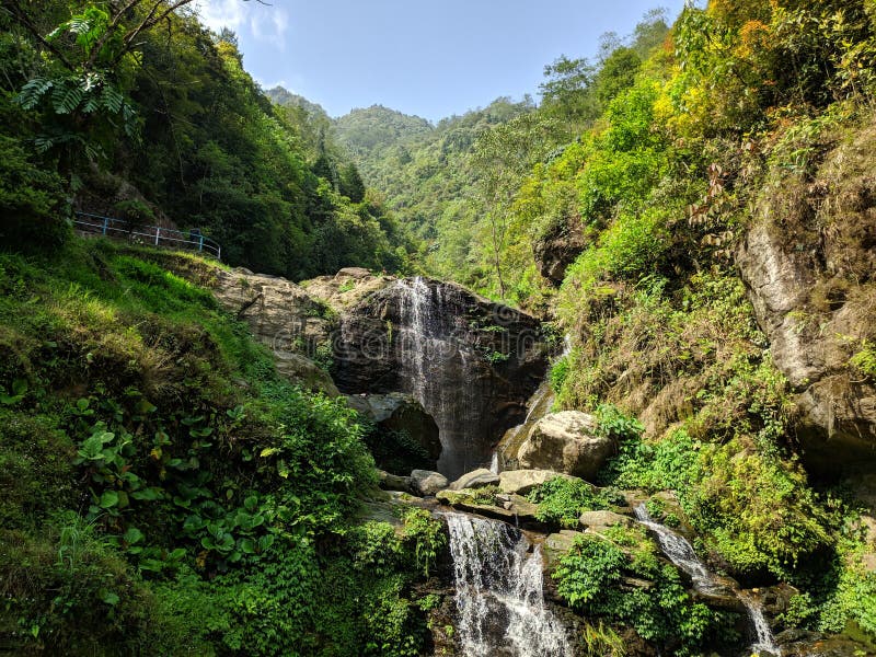 Beautiful Water Falls in the Rock Garden Stock Photo - Image of ...