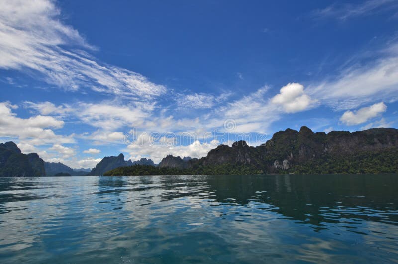 Beautiful Water and Mountains Under Blue Sky Stock Image - Image of ...