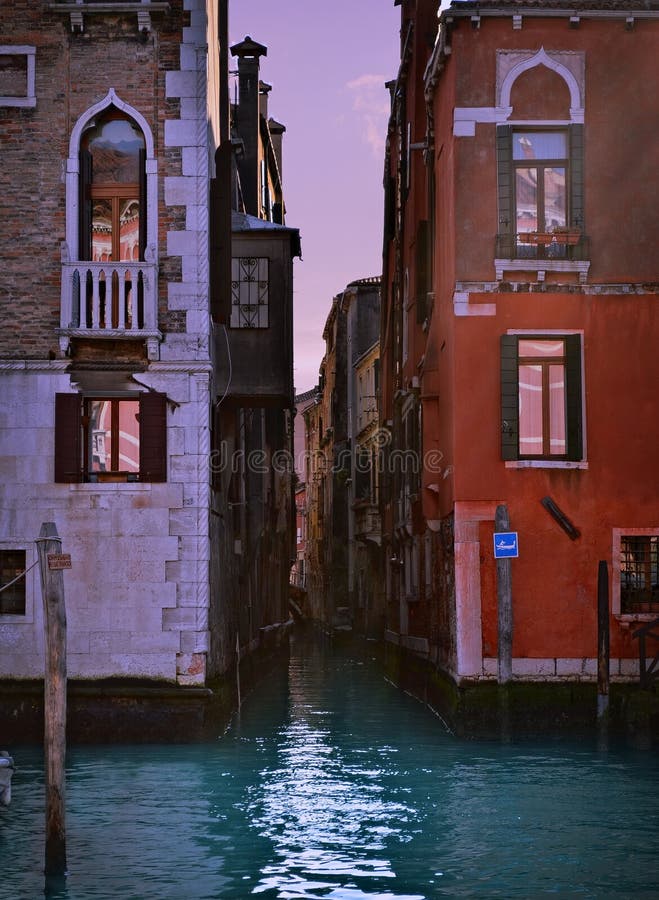 Beautiful Water Street , Evening View- Venice, Italy Stock Image ...
