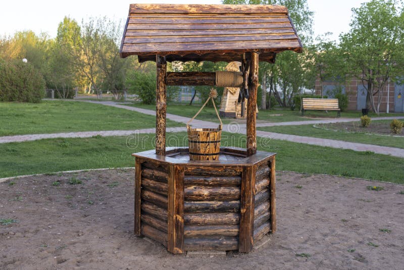 Beautiful Water Well in the Park Stock Image - Image of beautiful, roof ...