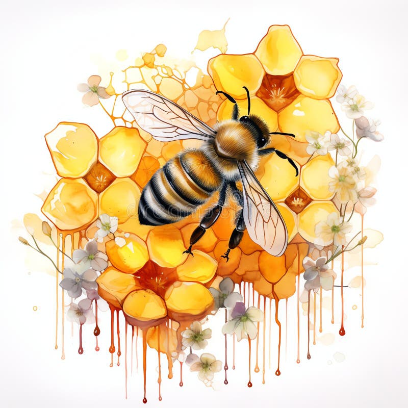 Beautiful Watercolor Bee Clipart Illustration Stock Illustration ...