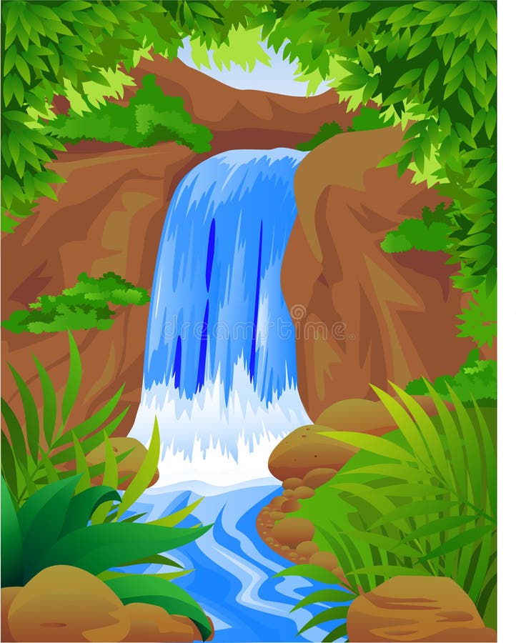 Beautiful waterfall stock vector. Illustration of rock - 14193571