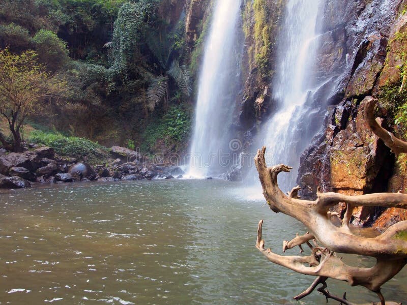 Beautiful waterfall stock image. Image of flow, pond - 142756743