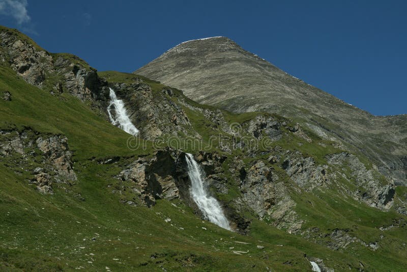 Beautiful Waterfall in Alpine Nature Stock Image - Image of grass ...