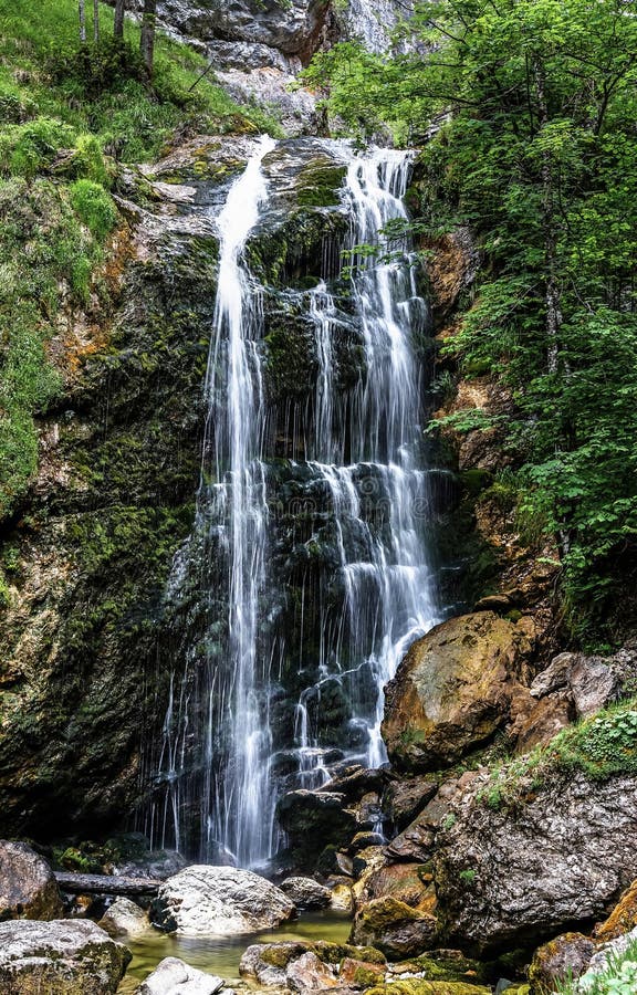 Waterfall In Austrian Alps Mountains Stock Photo - Image of highest ...