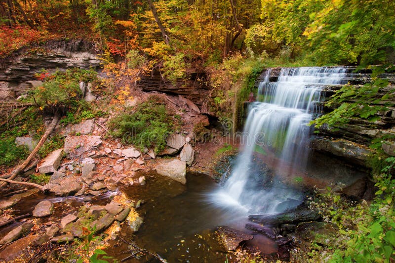 Beautiful Waterfall in Autumn Stock Photo - Image of beautiful, north ...