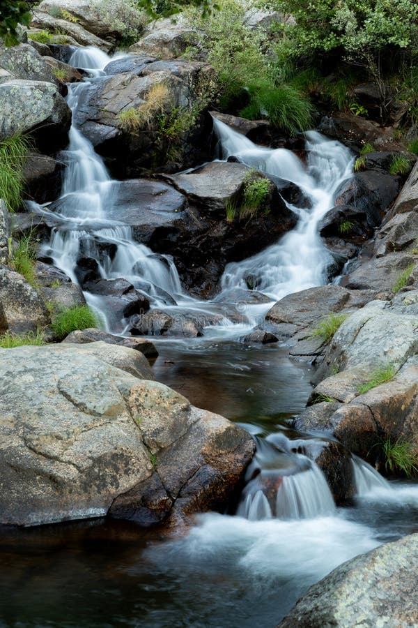 Beautiful Waterfall and Big Rocks Stock Image - Image of torrent, rocks ...