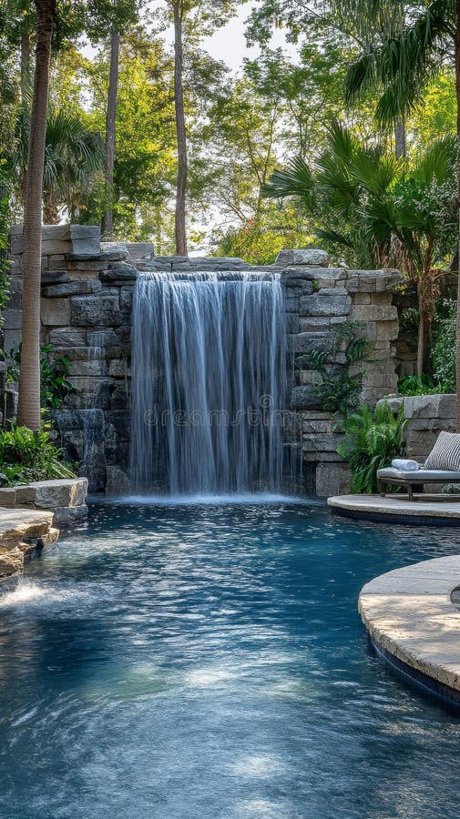Beautiful Waterfall Cascading into a Tranquil Pool Surrounded by Lush ...