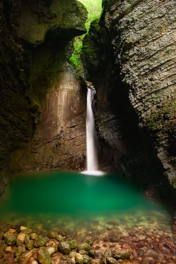 Beautiful Waterfall in a Cave. Stock Photo - Image of cave, outdoors ...