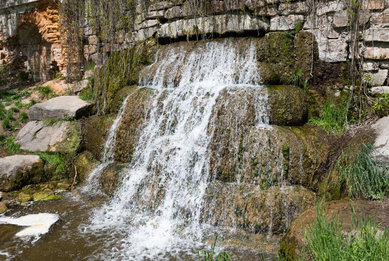 Beautiful Waterfall with Cliffs in Spring Stock Photo - Image of temska ...