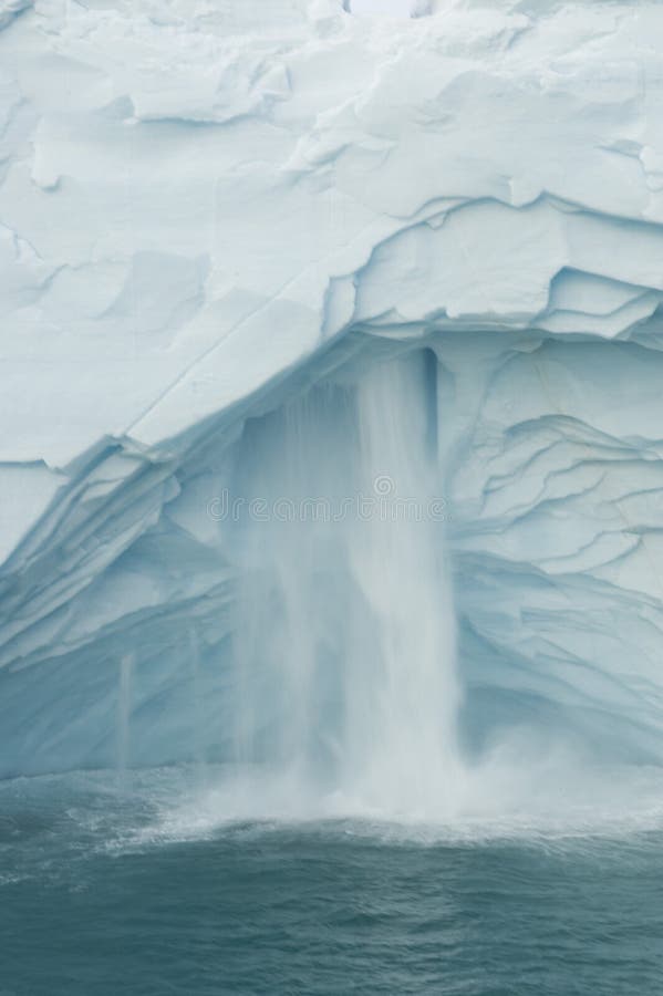 Waterfall Iceberg in the Arctic Stock Image - Image of scene, ocean ...