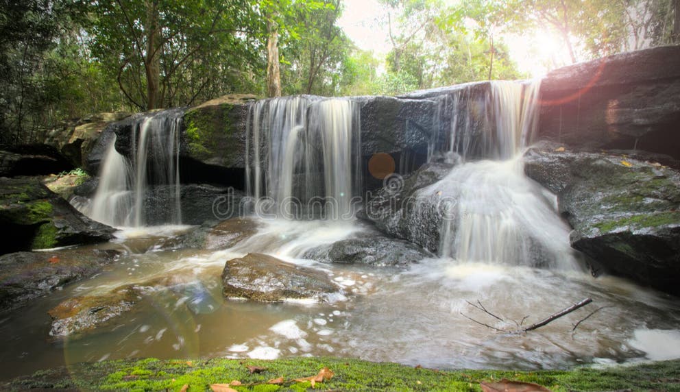 Beautiful waterfall stock photo. Image of tourist, river - 335684254
