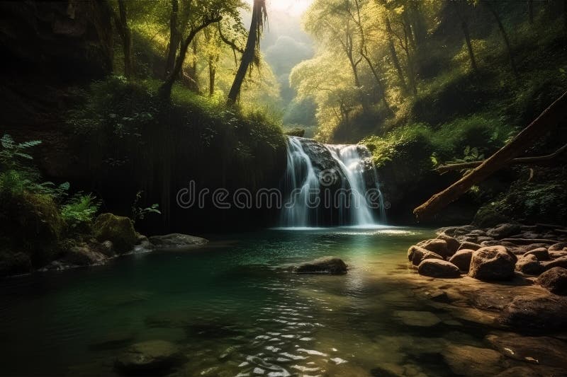 Beautiful Waterfall in Deep Forest,Thailand,Vintage Style Stock ...