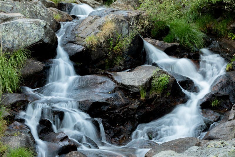 Beautiful Waterfall and Big Rocks Stock Image - Image of landscape ...