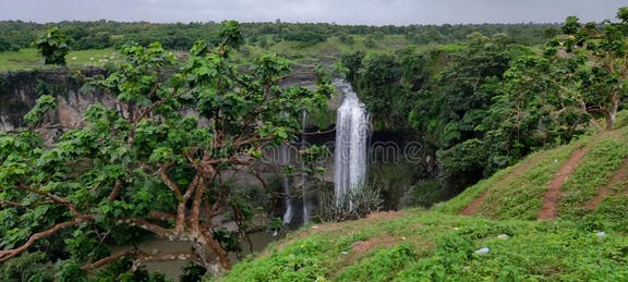 Waterfall stock image. Image of vegetation, valley, tree - 287121527