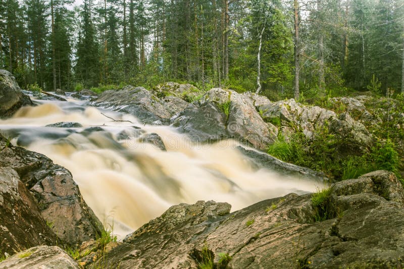 A Beautiful Waterfall in Finland Stock Photo - Image of idyllic, grass ...