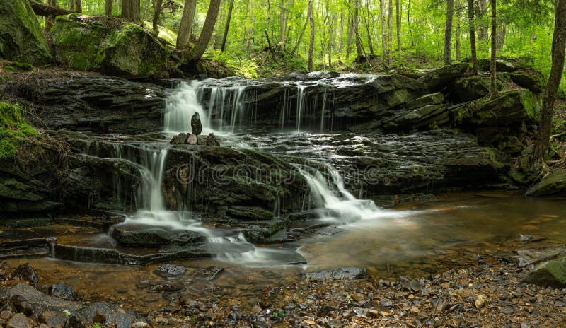 Beautiful Waterfall Flowing in the Deep Forest Stock Photo - Image of ...