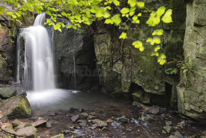 Beautiful Waterfall in Forest Landscape Long Exposure Flowing Th Stock ...