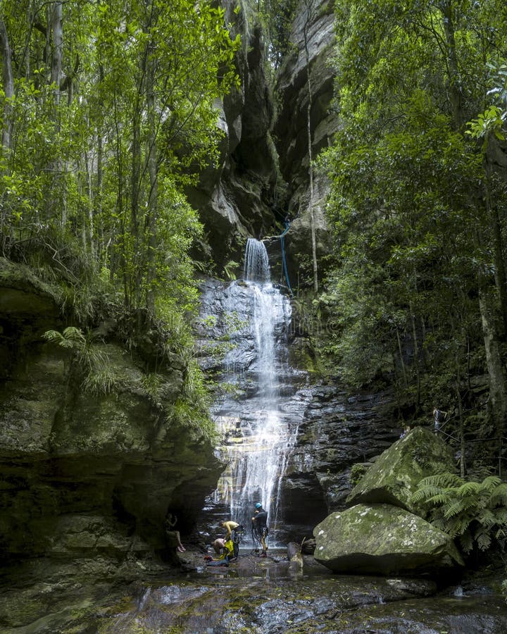 A Beautiful Waterfall in a Forest Surrounded by Greenery Stock Image ...