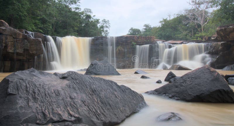 Beautiful waterfall stock image. Image of season, park - 348237649