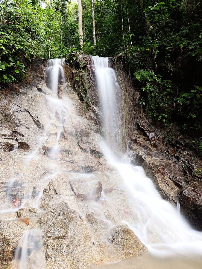 Beautiful Waterfall in the Forest with Water Cascade Stock Image ...