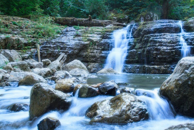 Waterfall in the forest stock image. Image of autumn - 185608129