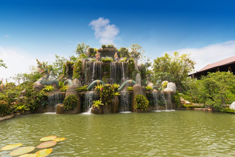Beautiful Waterfall in the Garden Stock Photo - Image of traditional ...