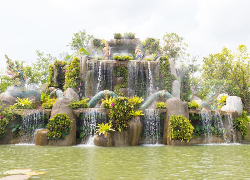 Beautiful Waterfall in the Garden Stock Photo - Image of beautiful ...