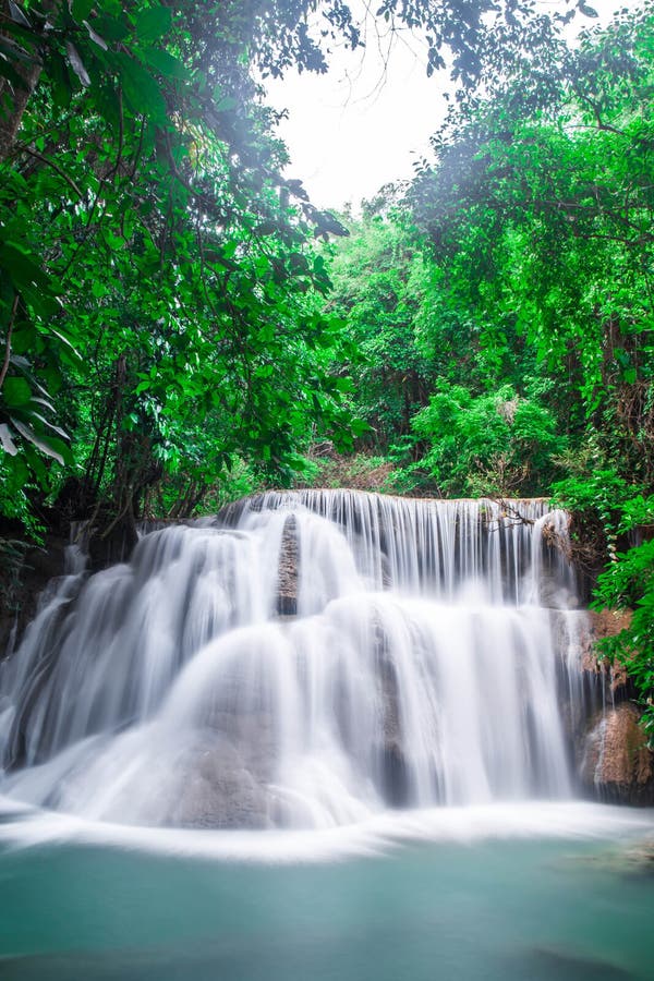 Beautiful Waterfall and Green Forest Resting Place and Relax Tim Stock ...