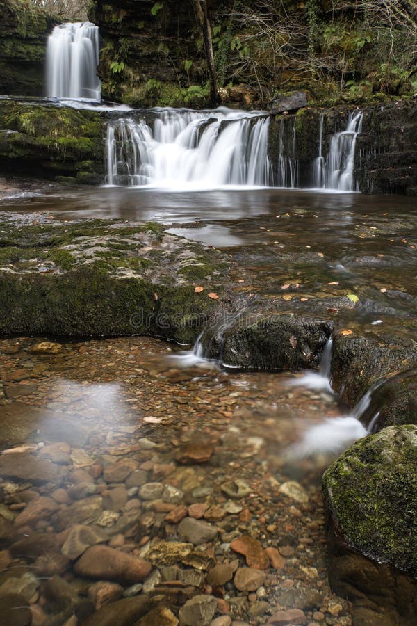 Beautiful Waterfall Landscape Image in Forest during Autumn Fall Stock ...
