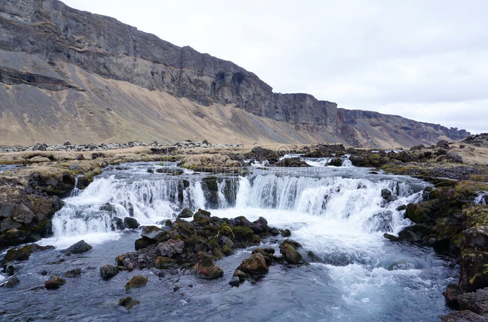 Beautiful Waterfall with Meadow Stock Photo - Image of europe, iceland ...