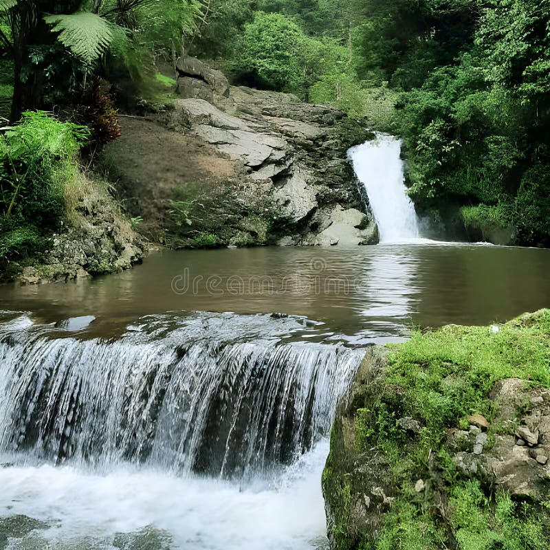 Beautiful Waterfall in the Middle of the Forest Stock Image - Image of ...