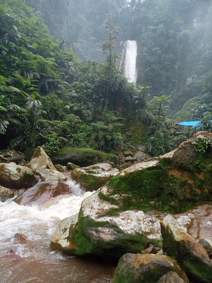 Beautiful Waterfall Mountain Atmosphere in One of the Tourist Spots ...