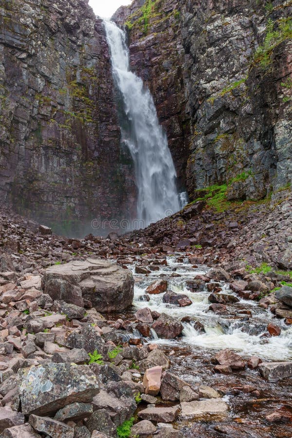 Beautiful Waterfall in a Mountain Canyon Stock Image - Image of ...